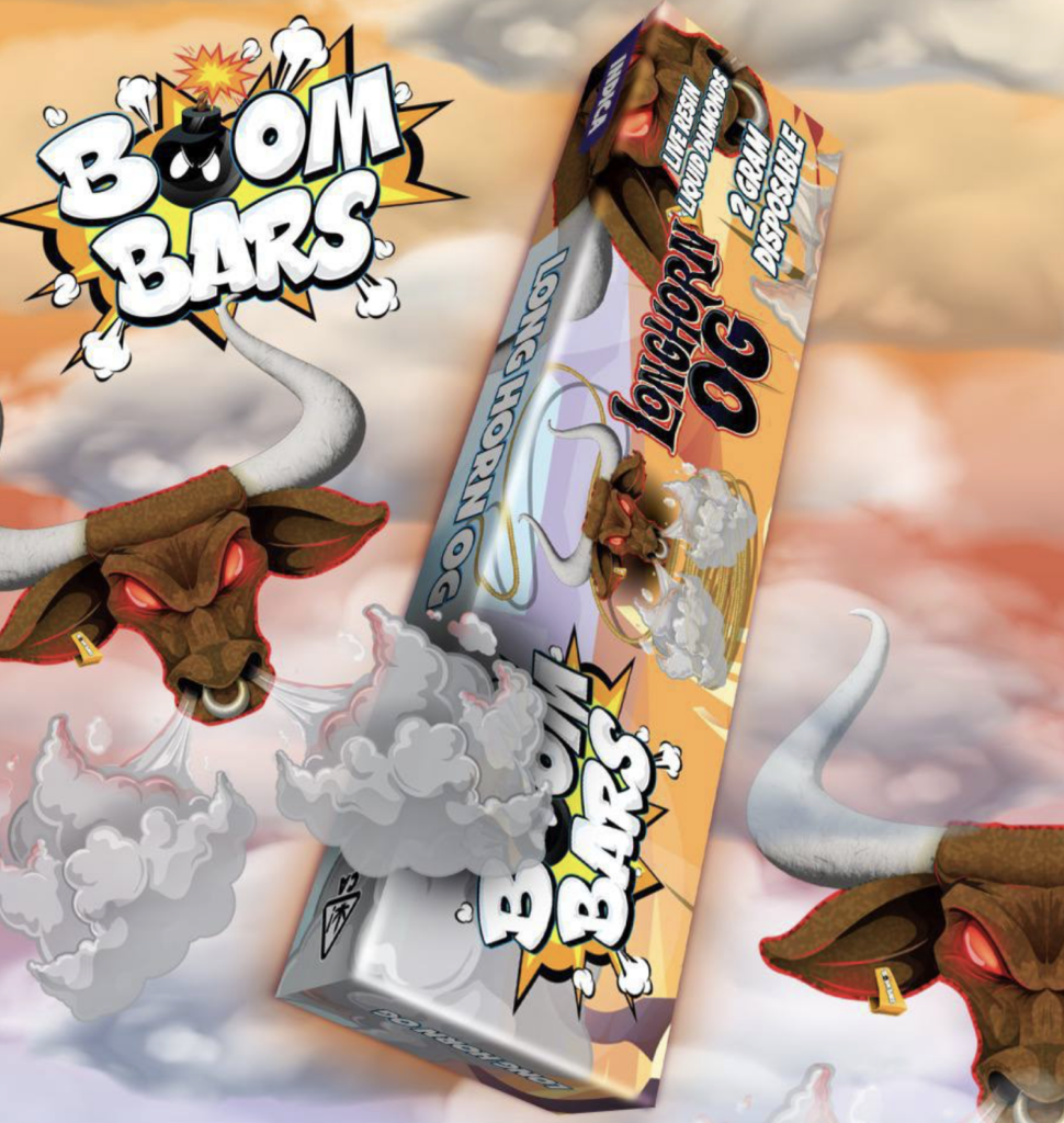 Boom Bars Disposable Longhorn OG - 2Gram Live Resin + Liquid Di
